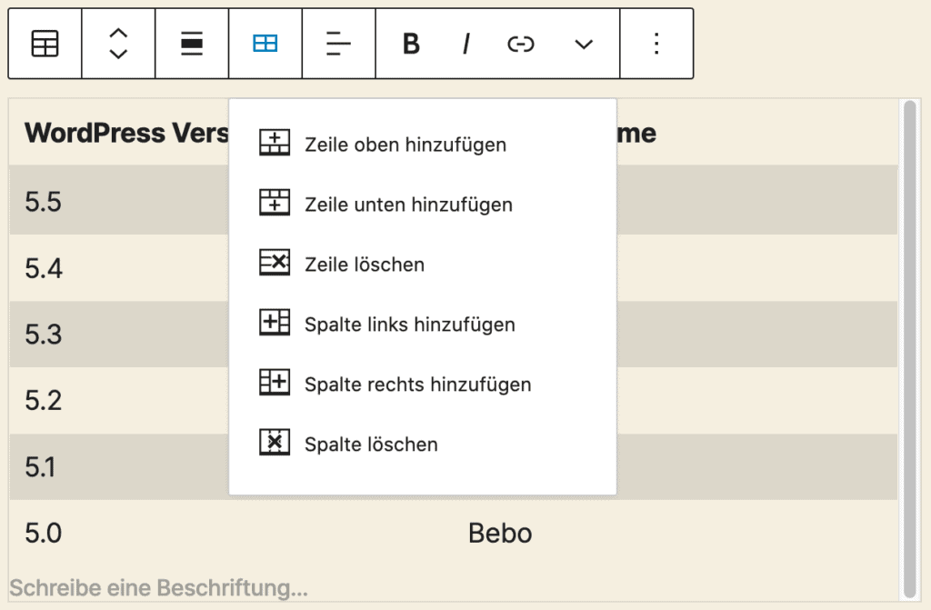 Block: Tabelle - Gutenberg-Fibel