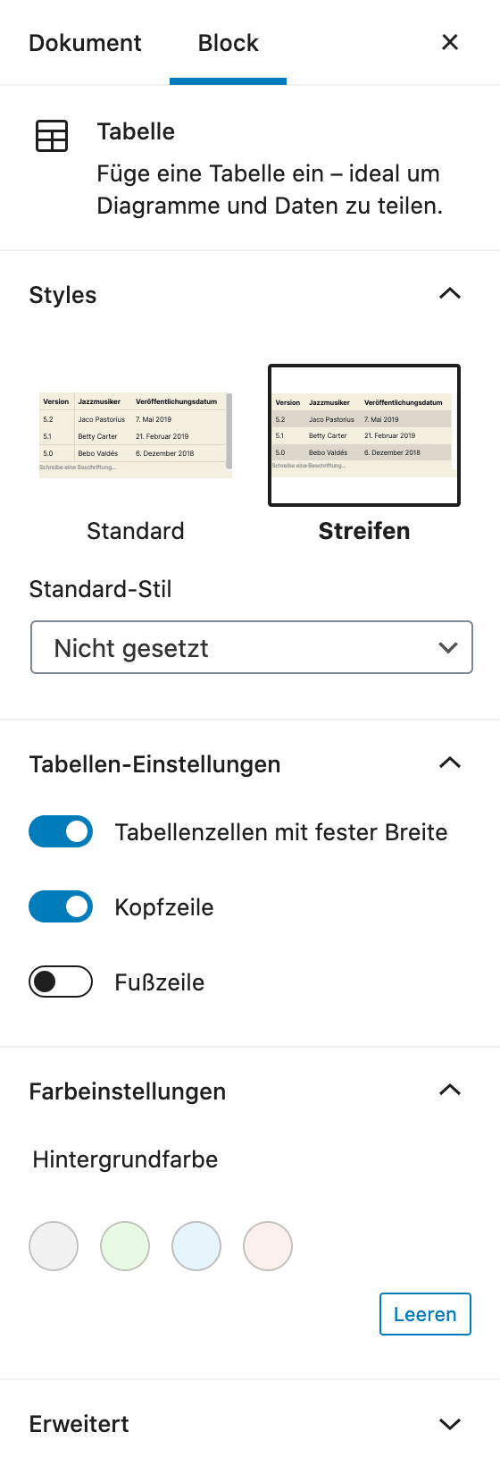 Block: Tabelle - Gutenberg-Fibel